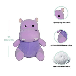 Avocatt Purple Hippo Plush Toy - 10 Inches Stuffed Animal Hippopotamus Plushie - Hug and Cuddle with Squishy Soft Fabric and Stuffing - Cute Toy Gift for Boys and Girls