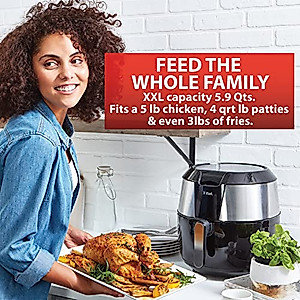 T-fal Easy Fry XXL Air Fryer & Grill Combo with One-Touch Screen, 8 Preset Programs, 5.9 quarts, Black & Stainless Steel