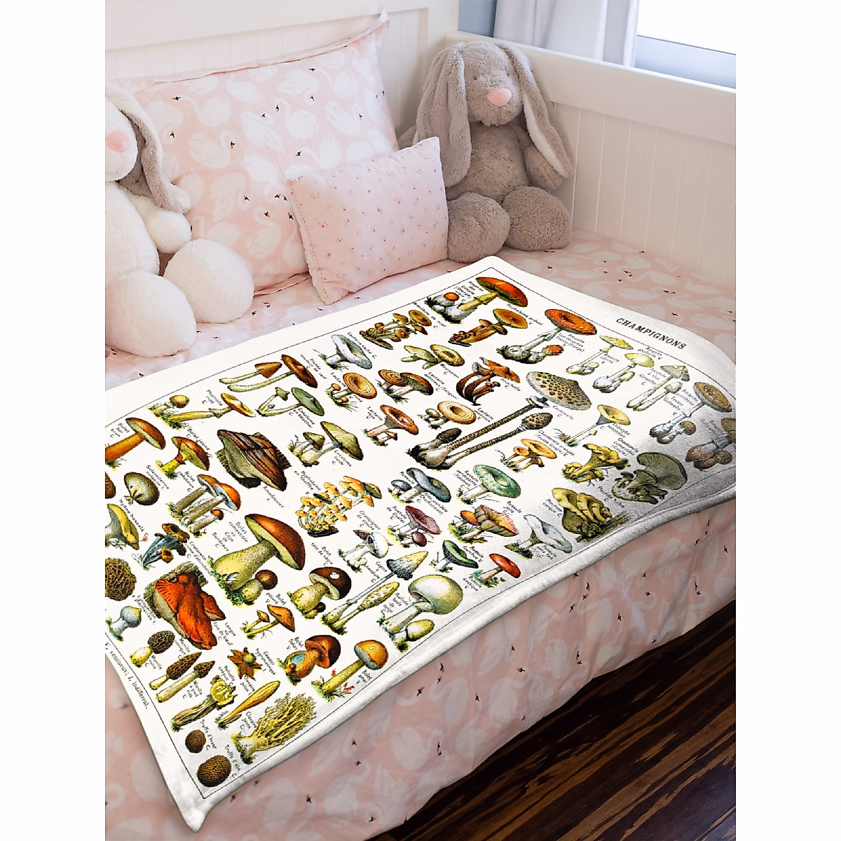 Avalokitesvara Vintage Edible Mushroom Flannel Blanket Super Soft and Warm for Bed Couch Sofa 60x50 Inch for Teen Blanket