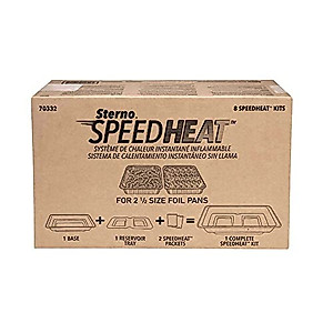 Sterno 70332 SpeedHeat Flameless Food Warming System Kits for Catering, Each Kit Fits Two Half Size Foil Pans (Set of 8 Kits)