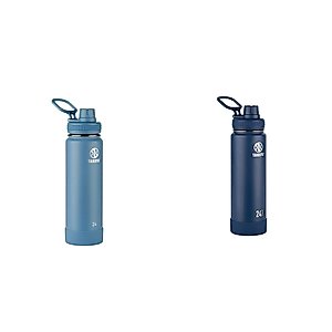 Takeya Actives Insulated Water Bottle with Spout Lid, 24 Ounce, Bluestone & Actives Insulated Stainless Steel Water Bottle with Spout Lid, 24 Ounce, Midnight