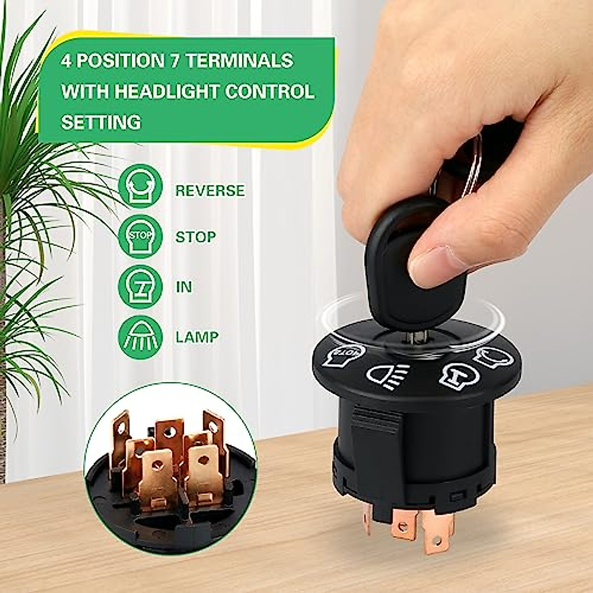 539107541 Ignition Switch with Key 4-Position Works with Husqvarna Craftsman Dixon Cub Cadet 532175566 175566 163968 725-1741 Lawn Mower John Deere GY20074 L105 L100 L110