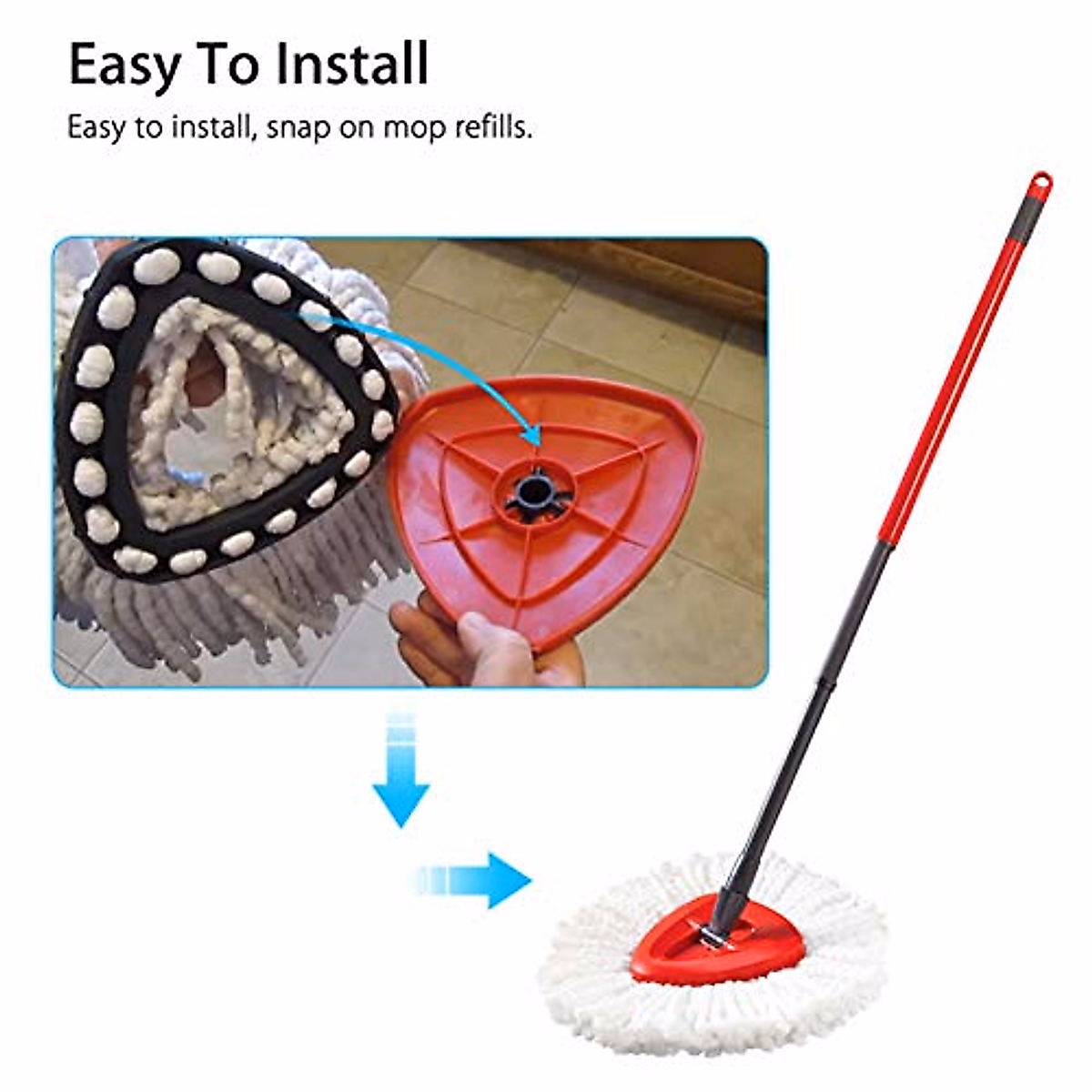 HOMEE Spin Mop Replacement Heads Compatible with Spin Mop, 5 Pack Mop Head Replacement Microfiber Mop Refills Easy Cleaning Mop Head Replacement