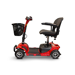 Deluxe Portable Long Range Electric Mobility Scooter, Easy Collapsible 300lbs Weight Capacity Travel Scooter Red
