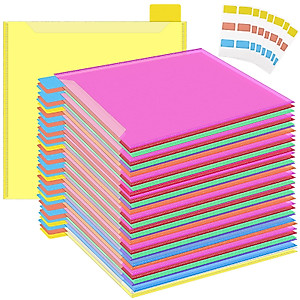 Glenmal 100 Pieces 12x12 Scrapbook Paper Storage Organizer with 180 Pieces Sticky Index Tabs,plastic Craft Vinyl Scrapbook Paper Storage Bags,storage for Scrapbooking Photo and Paper File (Multicolor)