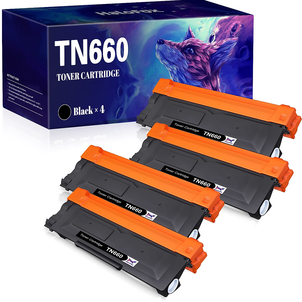 HaloFox Compatible Toner Cartridge Replacement for Brother TN660 TN-660 TN630 TN-630 for Brother MFC-L2700DW MFC-L2740DW HL-L2300D HL-L2380DW HL-L2320D DCP-L2540DW Printer (4 Black, High Yield)