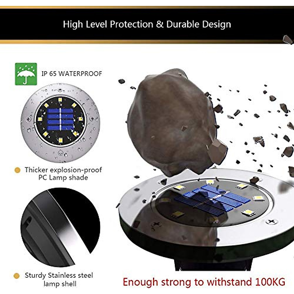 Biling Solar Disk Lights Outdoor, 12 Pack Solar Ground Lights Outdoor Waterproof for Garden Yard Patio Pathway Lawn Driveway - White