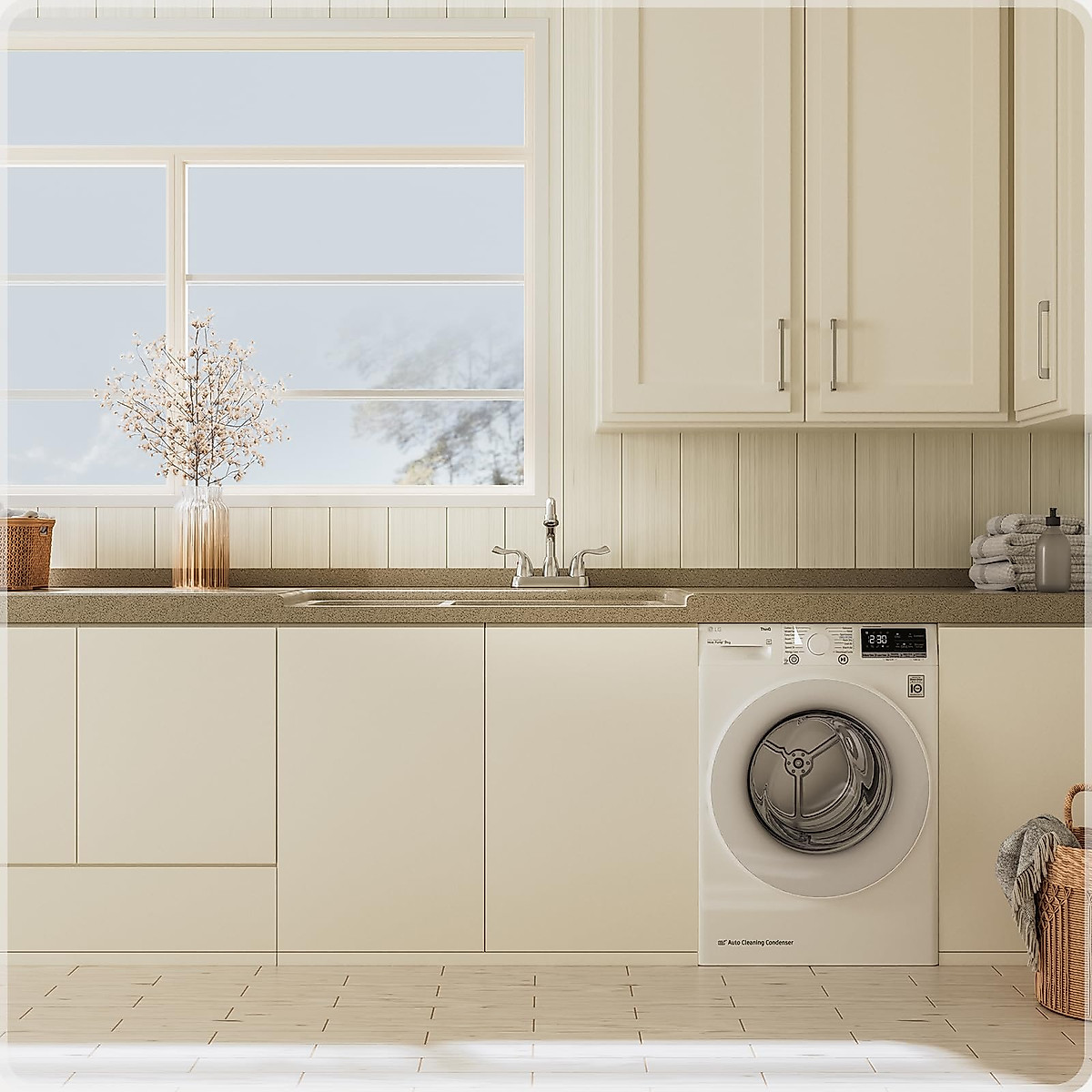 Phiestina Centerset 4-Inch 2 or 3 Hole Chrome Utility Sink/Laundry Faucet, with Rotatable Swivel 360° Spout and Threaded End, with Water Supply Line, BF025-7-C