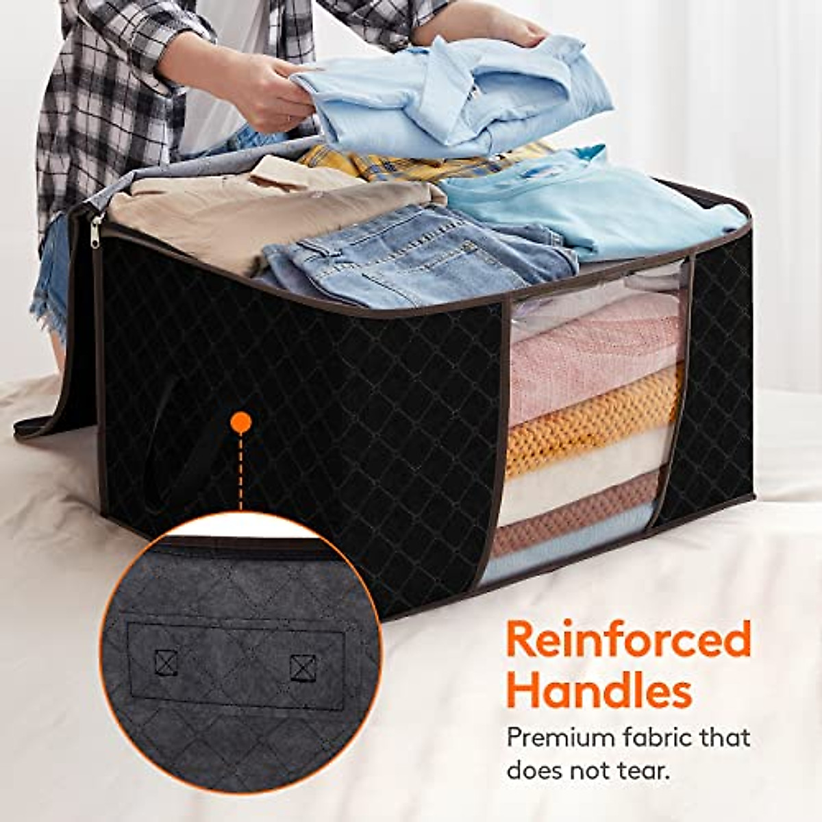 Lifewit 8 Pack 35L Clothes Storage Bag, Bundle with 4 Pack 90L Clothes Storage Bag Organizer, Black