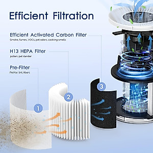 Air Purifier and Filter Combo, Air Purifiers for Home Large Rooms up to 1200ft², MOOKA H13 True HEPA Air Purifier for Bedroom Pets with Fragrance Sponge, Timer, Air Filter Cleaner