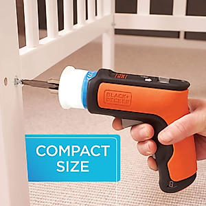 beyond by BLACK+DECKER 4V MAX Cordless Screwdriver, Hex, L-Shaped, 2-Inch Assorted Bits (BCRTA601APB) , Orange