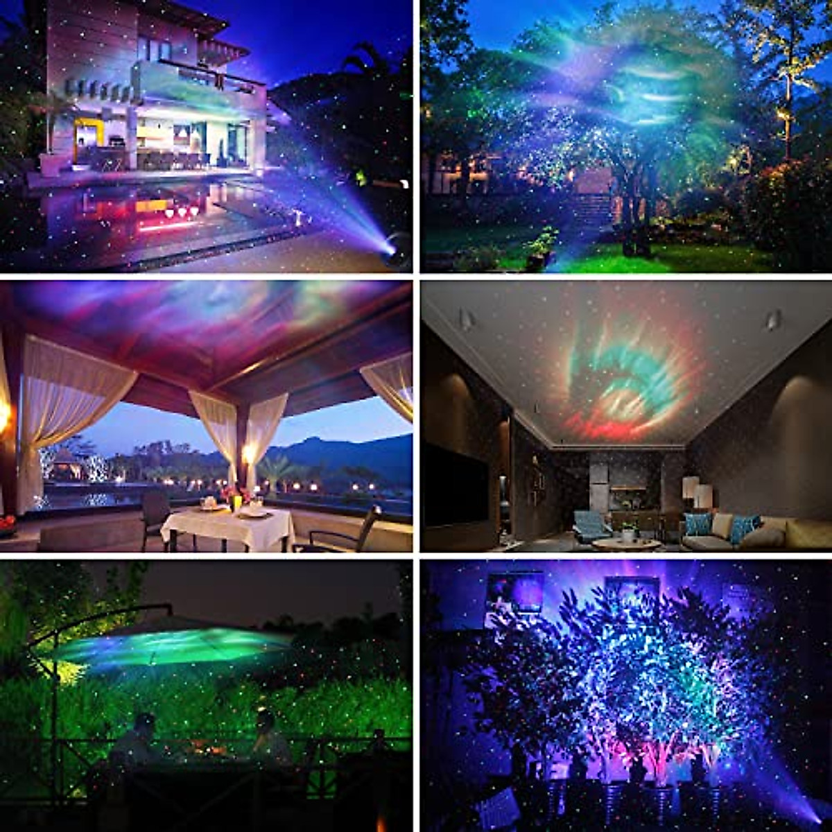 Wisely Christmas Projector Laser Lights, Led Waterproof Christmas Laser Lights Landscape Spotlight Red and Green Star Show Decorative for Bedroom Outdoor Garden Patio Wall Holiday Party