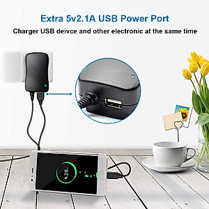 ZOZO 30W Universal AC Adapter with USB Port and 8 Tips, Adjustable Voltage 3V 4.5V 5V 6V 7.5V 9V 12V DC Power Supply for Household Electronics LED Strip Lights Phone Tablet Webcams Speakers USB Hubs