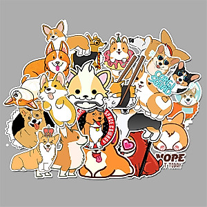 Welsh Corgi Pembroke Stickers for Water Bottles 50 Pack Cute,Waterproof,Aesthetic,Trendy Stickers for Teens,Girls Perfect for Waterbottle,Laptop,Phone,Travel Extra Durable Vinyl (Welsh Corgi Pembroke)