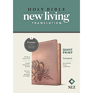 NLT Compact Giant Print Bible, Filament-Enabled Edition (LeatherLike, Rose Metallic Peony, Red Letter)