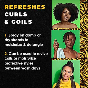 MY BLACK IS BEAUTIFUL Detangler Spray, Sulfate Free, for Curly and Coily Hair with Coconut Oil, Honey and Turmeric, 7.6 fl oz