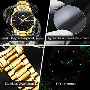 OLEVS Men Watch Mens Gold Watch Big face Stainless Steel Luxury Watches for Men Waterproof Date Classic Luminous Men Simple Watch Gift for His