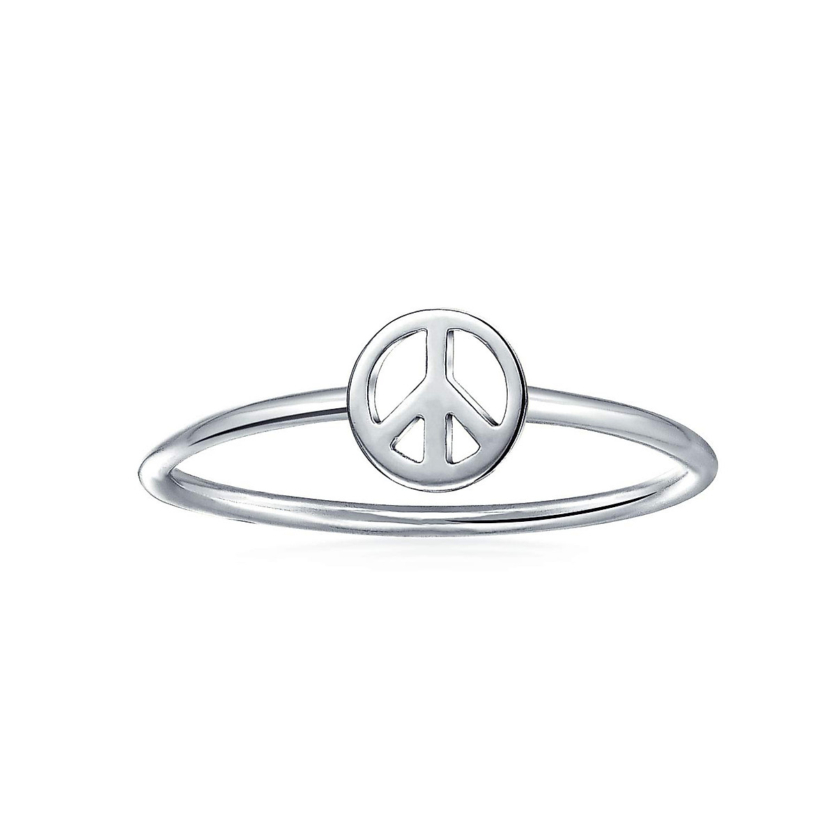 Bling Jewelry Minimalist Simple .925 Sterling Silver Midi Knuckle 1MM Band Stackable Peace Sign Ring For Teen For Girlfriend