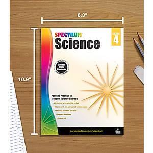 Spectrum 4th Grade Science Workbooks, Ages 9 to 10, 4th Grade Science, Physical, Space, Earth, and Life Science, the History and Nature of Science With Research Activities - 144 Pages