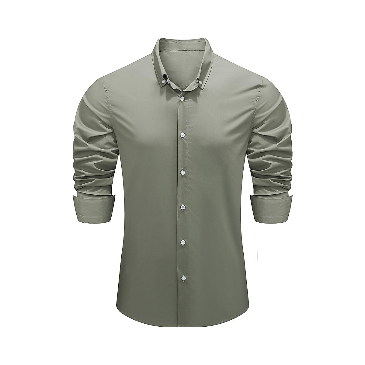JMIERR Mens Cotton Linen Casual Stylish Button-Down Shirt Long Sleeve Business Fitted Dress Shirts Old Money Clothes Regular Fit,XL,02 Green