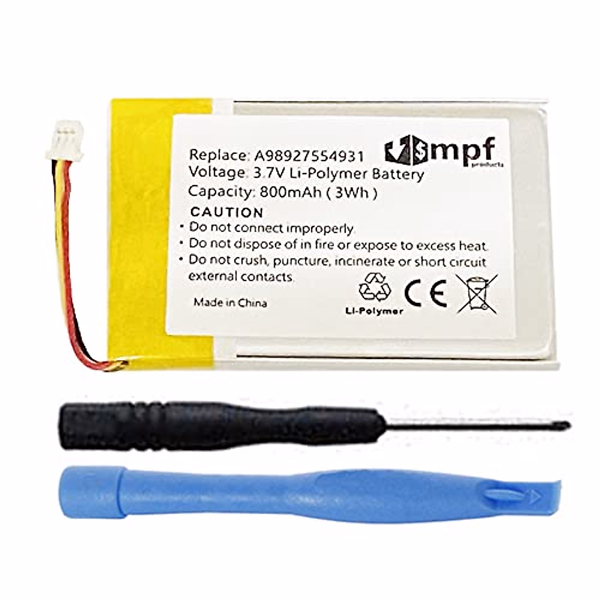MPF Products 800mAh A98927554931, A98941654402, A-1732-035-A Battery Replacement Compatible with Sony PRS-600, PRS-600/RC, PRS-600/BC Touch Edition Digital Portable E-Book Reader w/Installation Tools