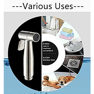 Handheld Bidet Sprayer Stainless Steel Sprayer Shattaf for Toilet, Brushed Nickel Bathroom Bidet Sprayer Head Only (01)