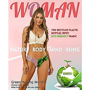 FINETOO Seamless Underwear for Women Cheeky Bikini Panties High Cut V-waist Lace Underwear Women Cute Bikinis 6 Pack