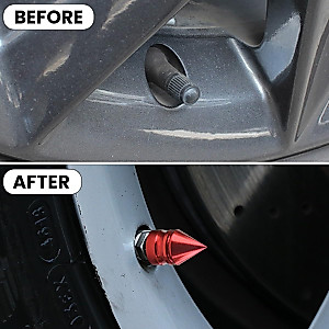 Osilly Car Tire Valve Caps, 8 Pack Spike Aluminium Alloy Auto Air Pressure Stem Caps, Universal Dust-Proof Car Tire Valve Trim Accessories, Fit for Cars, Trucks, SUVs and Motorcycles (Red)