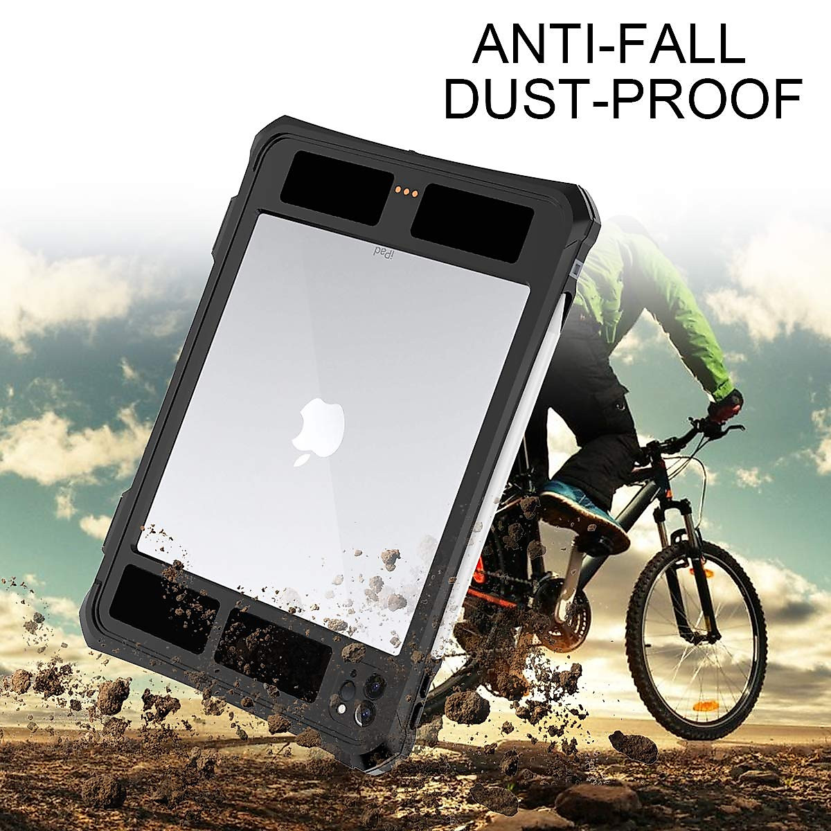 Transy for iPad Pro 11 Case - Black Waterproof Case for iPad Pro 11 Inch 2020 2021 2022 New Clear Full Body Protection Bumper Case Shockproof Dustproof with Ring Stand Strap Built in Pen Holder