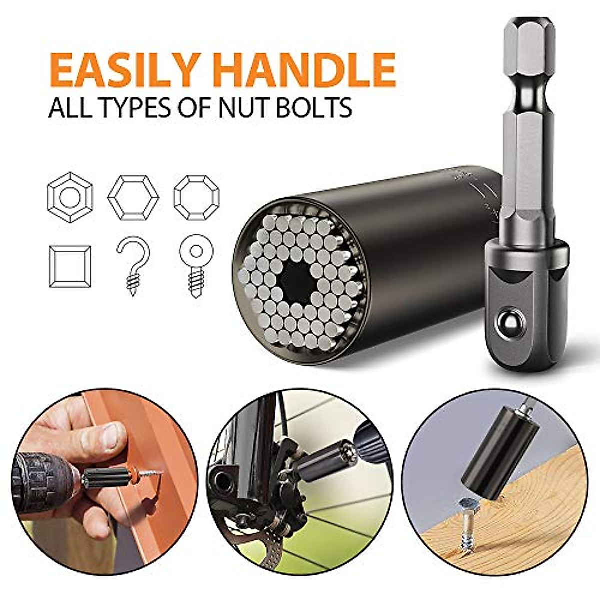 Universal Socket Tools Gifts for Men: Christmas Gifts Stocking Stuffers for Dad Boyfriend Husband Professional 7mm-19mm Tool Sets Power Drill Adapter Stuff Ideas Unique Cool Gadgets Birthday Gift
