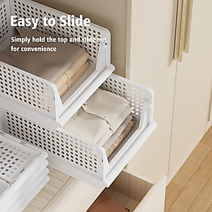 Proarea 4 Pack Stackable Plastic Storage Basket Closet Organizer Bin Foldable Clothes Organizer Storage Drawer Shelf Container for Living Room Bathroom Kitchen Office (4L)