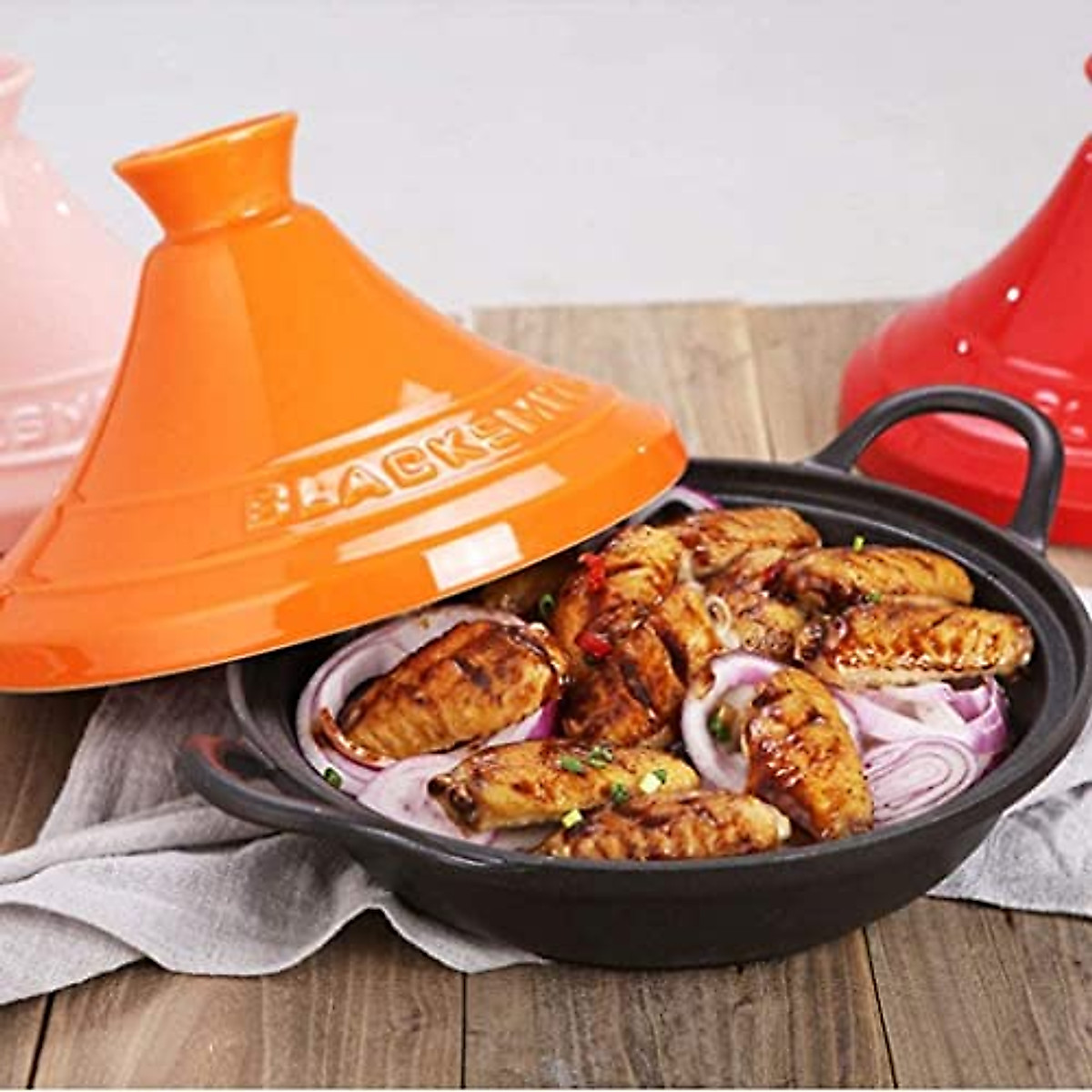 27cm High Gloss Enamel Moroccan Tagine Pot Easy To Clean Casserole Enameled Cast Iron Pot For 2-4 People 22.5.26