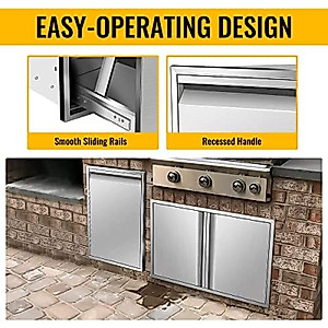 AHLOKI Outdoor Kitchen Trash Drawer with Trash Bin Pull Out Drawers for Kitchen Cabinets,304 Stainless Steel, Brushed, Durable & Easy to Clean,17W X 23H X 16D Inch