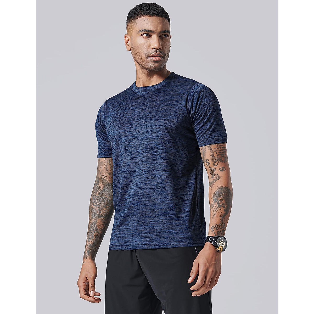 5 Pack Men’s Active Quick Dry Crew Neck T Shirts | Athletic Running Gym Workout Short Sleeve Tee Tops Bulk (Set 1, 3X-Large)