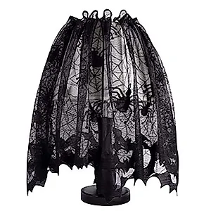 Vlovelife 20 x 60 inch Halloween Decor Lamp Shade Cover Lampshades Lamp Cover Vintage Halloween Decor Spider Web Black Lace Cover for Halloween Decorations Indoor