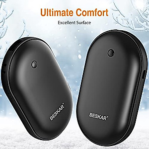 BESKAR Rechargeable Hand Warmer, USB Electric Handwarmer with Double-Sided Heating & Quick Charge, Portable Pocket Hand Warmer & Powerbank for Outdoor, Golf, Raynauds