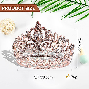 Crown Cake Topper Crystal Quinceanera Crown Princess Tiara for Women and Girls Decoration for Wedding Birthday Baby Shower Bride Hair accessories (Rose Gold)