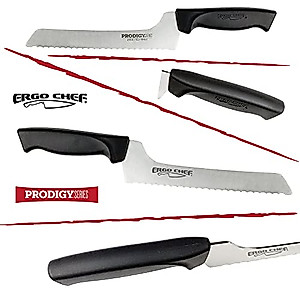 Ergo Chef Prodigy Series Serrated Off-Set Bread & Deli Knife Ergonomic Comfort-Grip Handle (8 inch)
