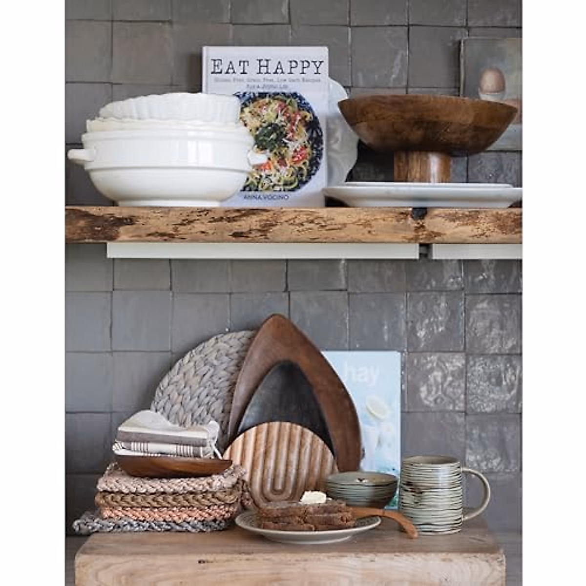 Bloomingville Mango Wood Footed, Walnut Finish Bowl, 12" L x 12" W x 5" H, Brown