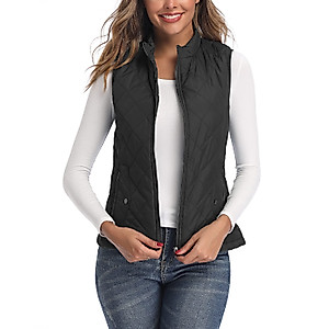 LONGKING Women's Vest - Stand Collar Lightweight Zip Quilted Vest for Women