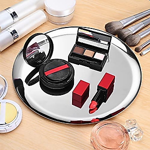 11.02inch/280 mm Silver Stainless Steel Tray,Round Jewelry Tray,Cosmetic Storage Tray,Service Tray,Decorative Tray,Multi-uses Storage Tray Organizer Plate