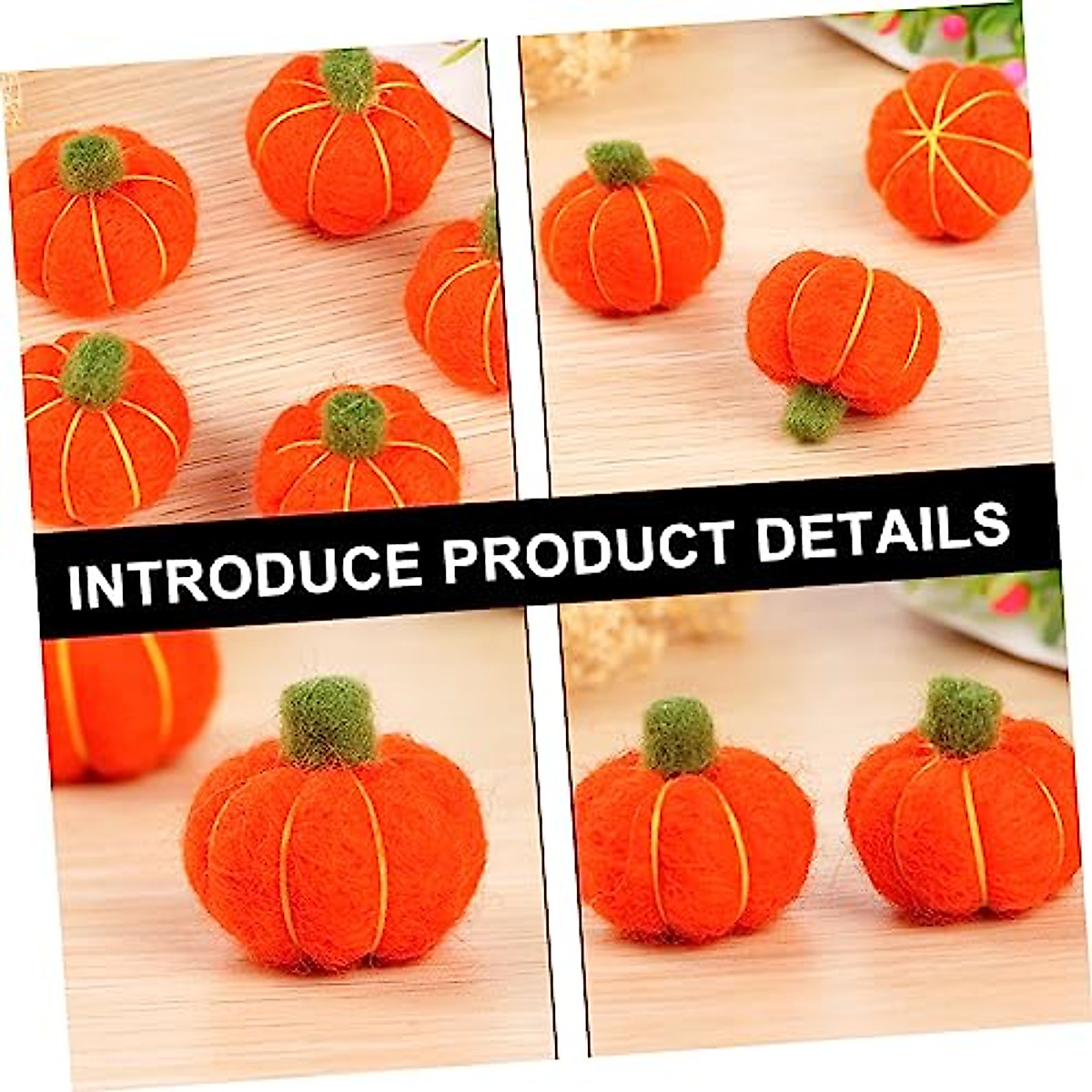 COHEALI 6 Pcs Pumpkin Wool Felt Christmas Decor Mini Wreath Artificial Flower Garland Nativity Craft Needle Felt Pumpkin Handmade Wool Felt Kit Orange Self Made Ornament Balloons Garland
