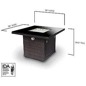 Outland Living 410 Series - 36-Inch Outdoor Propane Gas Fire Table, Espresso Brown/Square