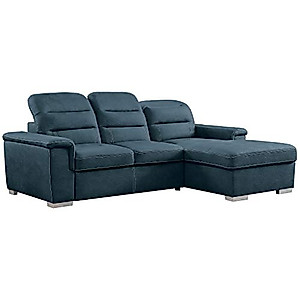 Homelegance Sleeper Sectional Sofa with Storage, Blue