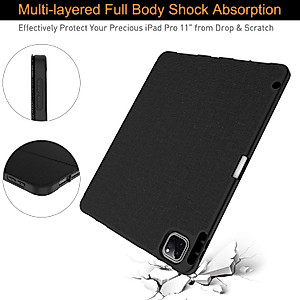 Soke for iPad Pro 11 Case (M2) 2022/2021/2020 with Pencil Holder - [Full Body Protection + Apple Pencil Charging + Auto Wake/Sleep], Soft TPU Back Cover for 2022 iPad Pro 11 inch(Black)