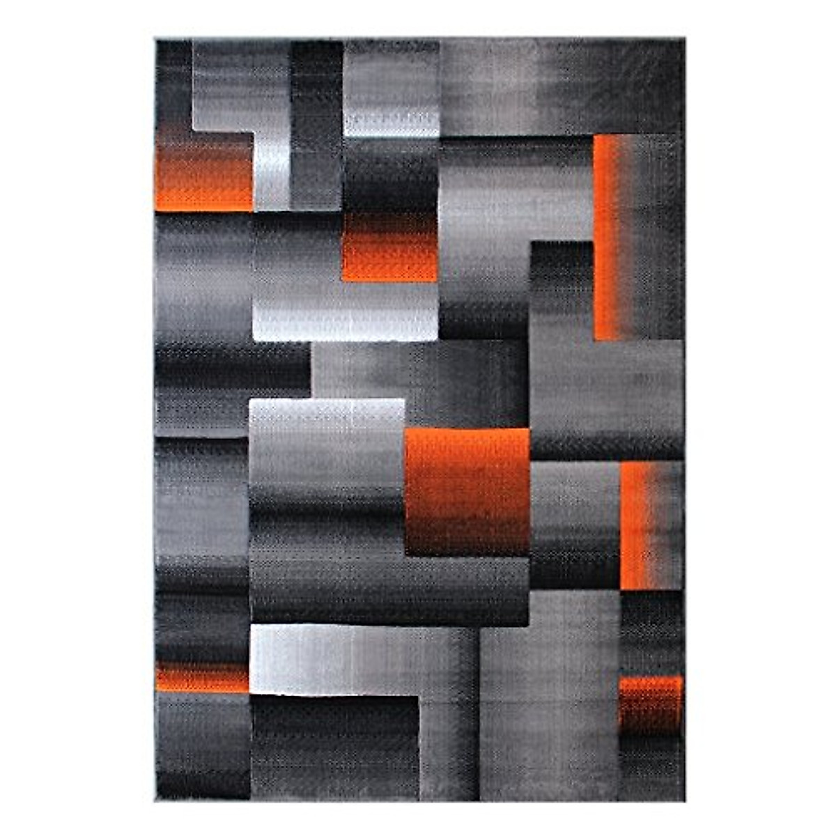 Handcraft Rugs Orange/Black/Gray Abstract Geometric Modern Squares Pattern Area Rug 5 ft. by 7 ft.