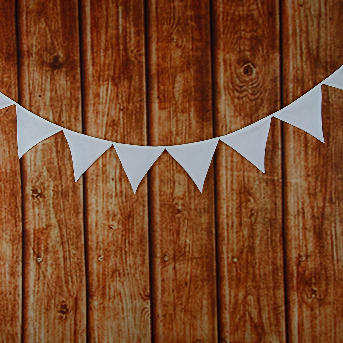 INFEI Solid White Double Layer Cotton Fabric Flags Bunting Banner Garlands for Wedding, Birthday Party, Outdoor & Home Decoration (3.2M/10.5Ft)