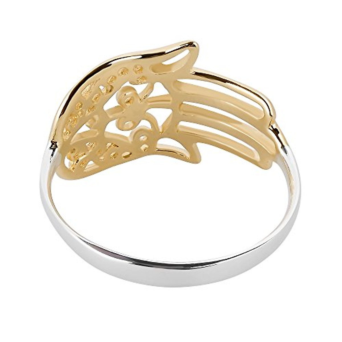 AeraVida Hamsa Hand of Protection Gold Plated Silver Ring (6)