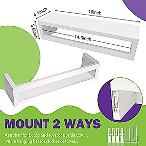 Nursery Book Shelves Wooden, Set of 2 - White Floating Book Shelves for Baby Nursery Shelf Decor and Kids Room - Nursery Wall Shelves, Floating Shelves for Books, Toys, Blankets, and Other Items