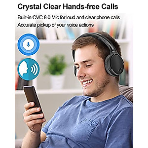 Vsonus H88 Active Noise Cancelling Headphones, Wireless Over Ear Bluetooth Headphones, 40H Playtime, HiFi Deep Bass Sound, Folding, Comfortable Earpads for Airplane, Travel, Home Office (Black)